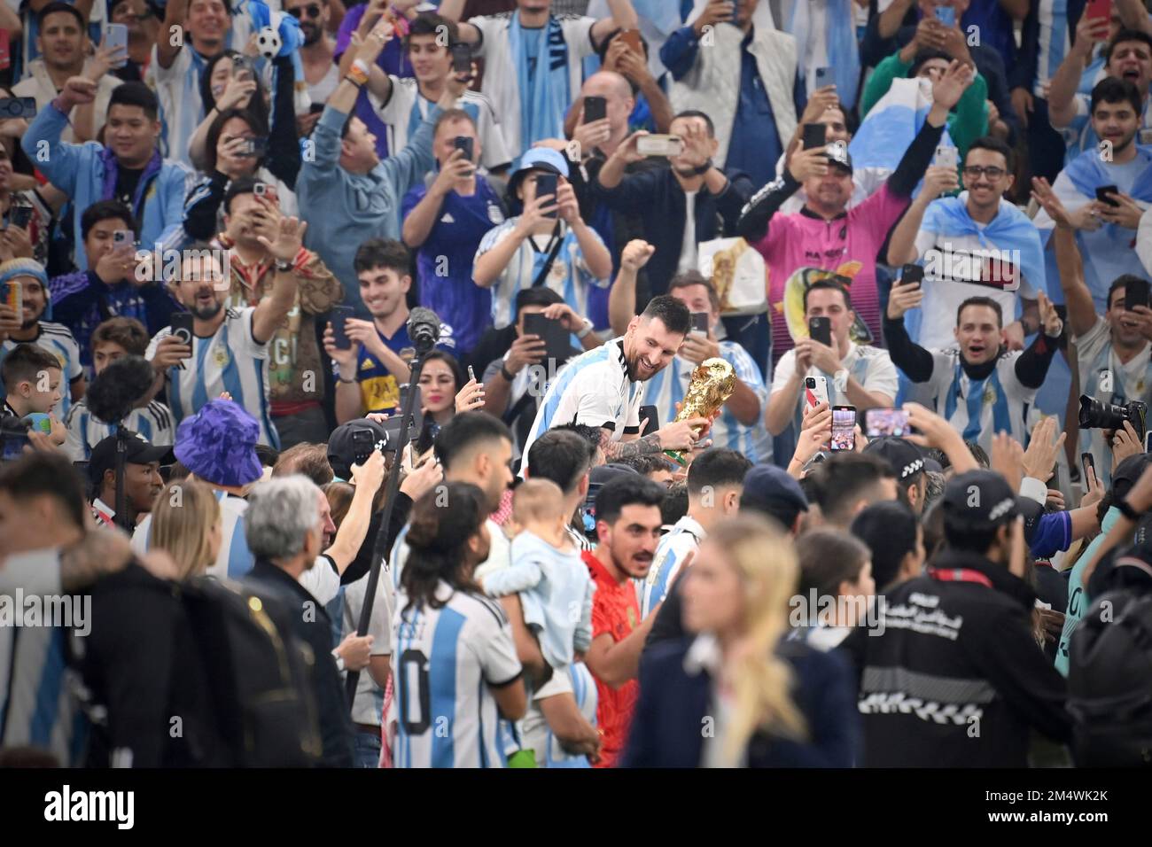 Bad in the crowd, Lionel MESSI (ARG) with trophy, cup, trophy, can be ...