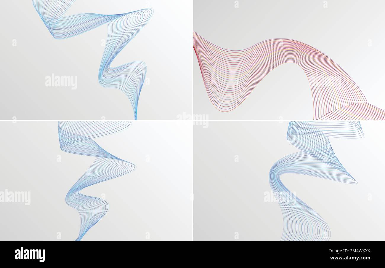 Set of 4 vector backgrounds featuring geometric wave patterns Stock ...