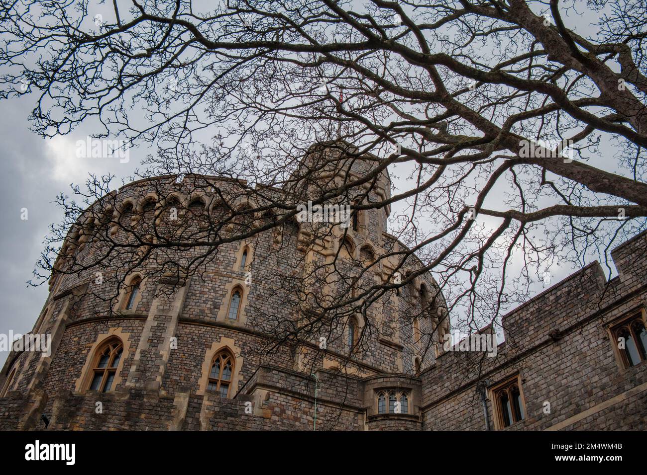 Windsor, UK, December 22nd 2022 - Tower at Windsor Castle from outside ...