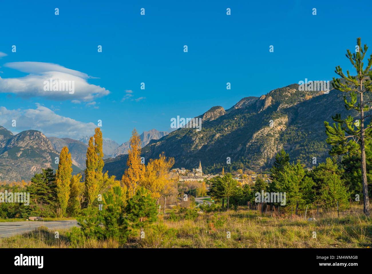Landscape in the French southern alps at in the middle of a large ...