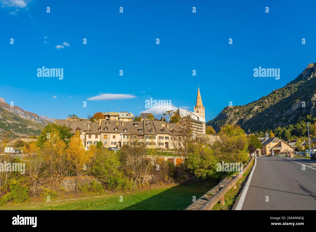 Landscape in the French southern alps at in the middle of a large ...