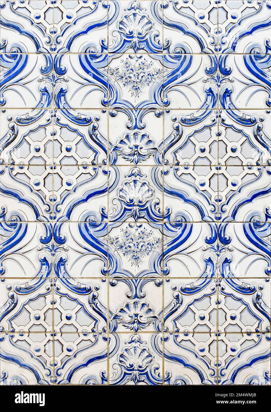 Decorative tiles on fountain wall (Fonte Judite) in Teresopolis, Rio de ...