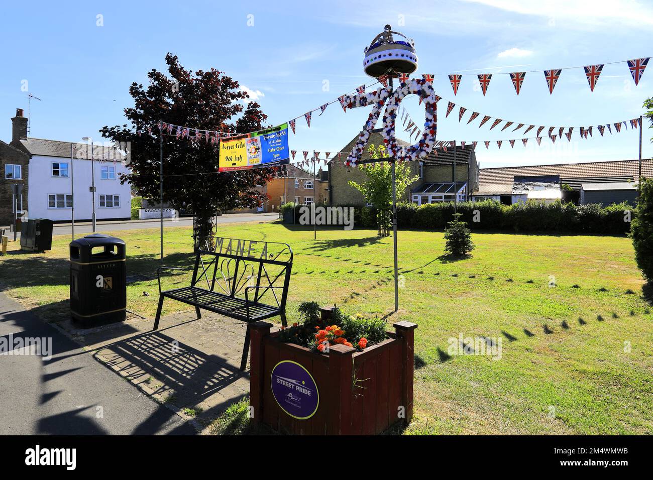 Manea village green with the queens 70 years Jubilee bunting ...
