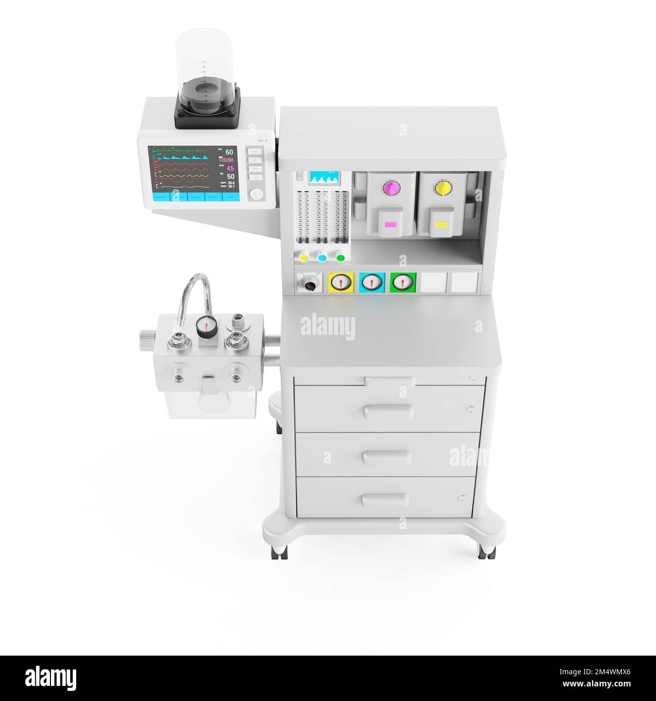 A 3D rendering illustration of an anesthesia machine isolated on a white background Stock Photo ...