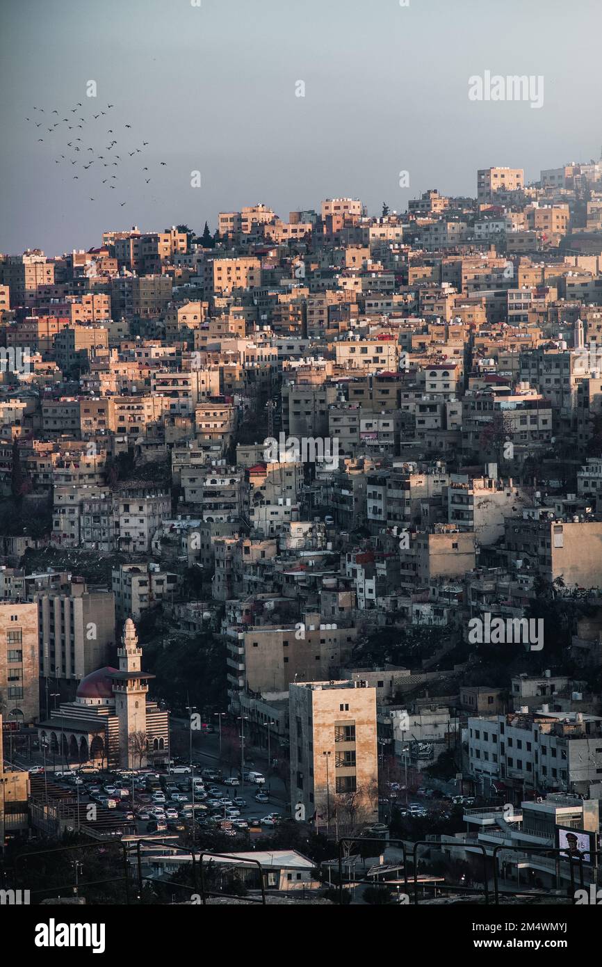 An elevated view of downtown Amman, from the Amman citadel in Amman ...