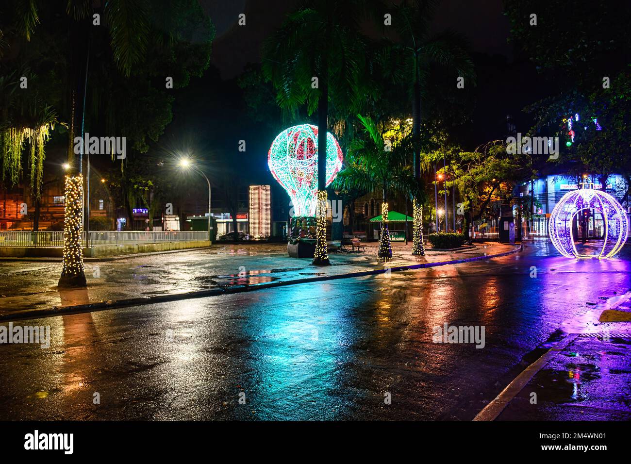 Christmas Lights in the Sao Bento Park in Niteroi, Brazil Stock Photo ...