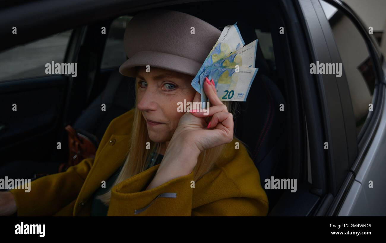 Funny Old Lady Driving