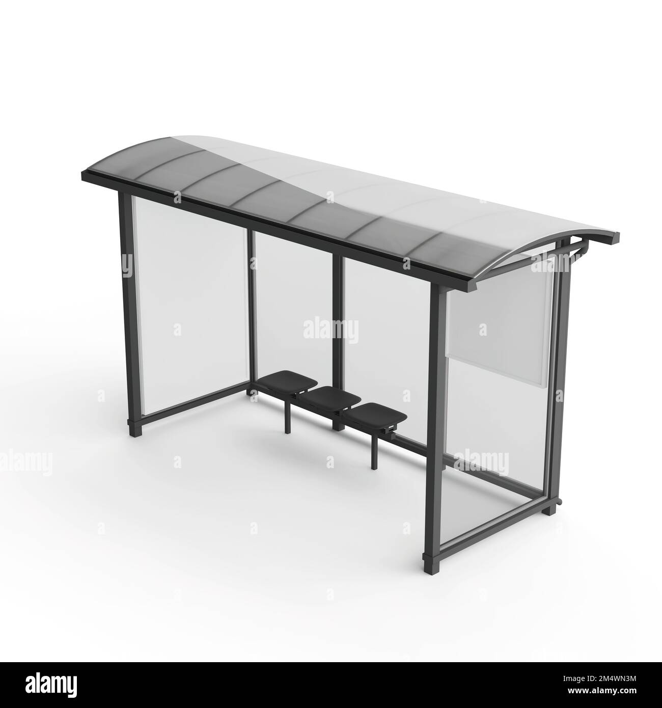 A 3D rendering illustration of a bus stop isolated on a white ...