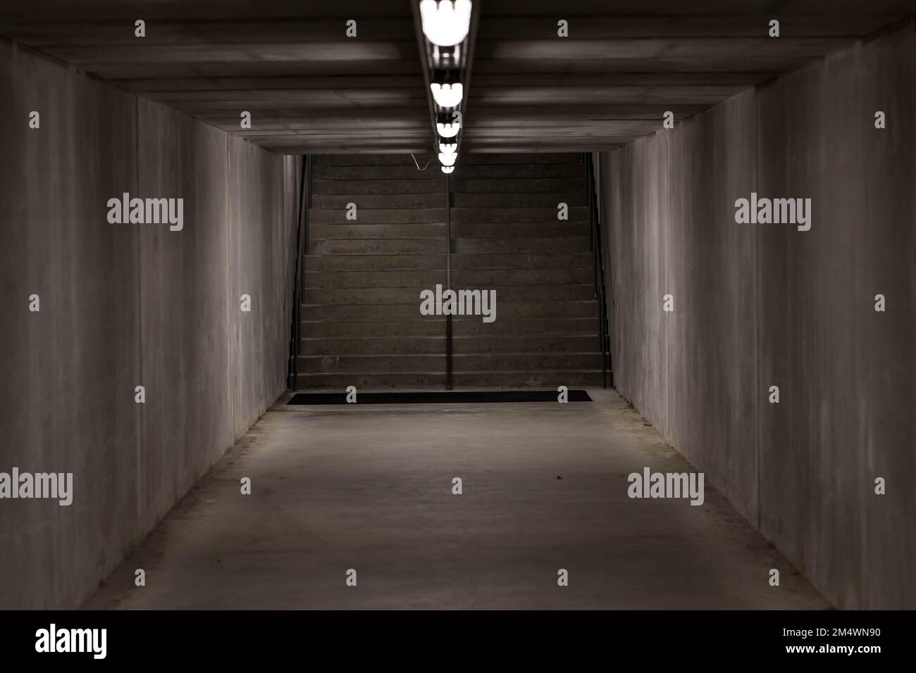 Staircase in underground crossing passage - made from concrete material ...