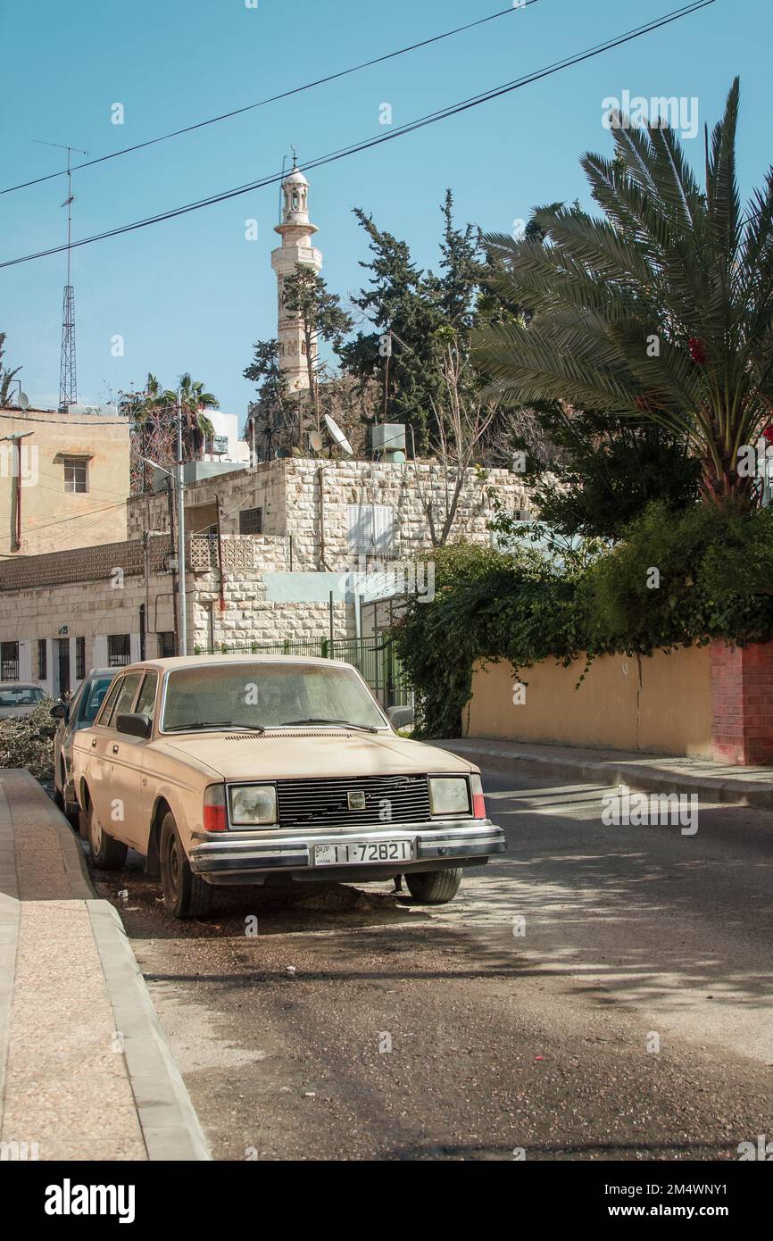 Streets of Amman featuring an old classic car. Amman, Jordan Stock ...