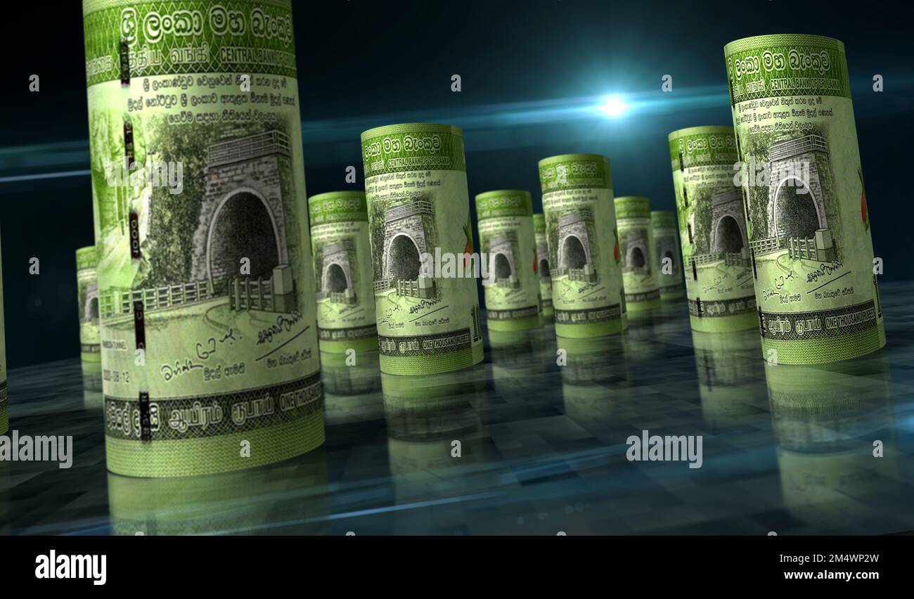 Sri Lanka money Sri Lankan Rupee money roll 3d illustration. LKR ...