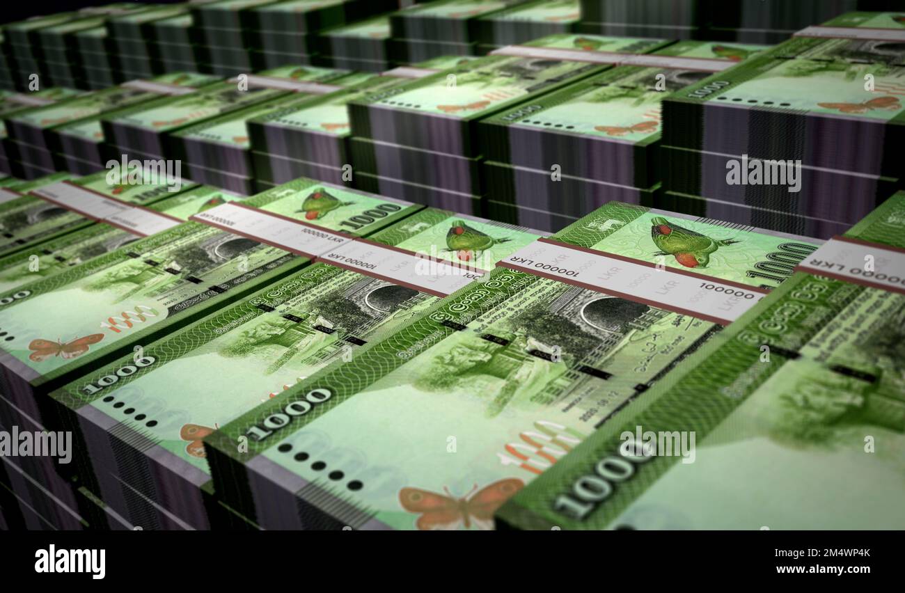 Sri Lanka money Sri Lankan Rupee money pack 3d illustration. 1000 LKR ...