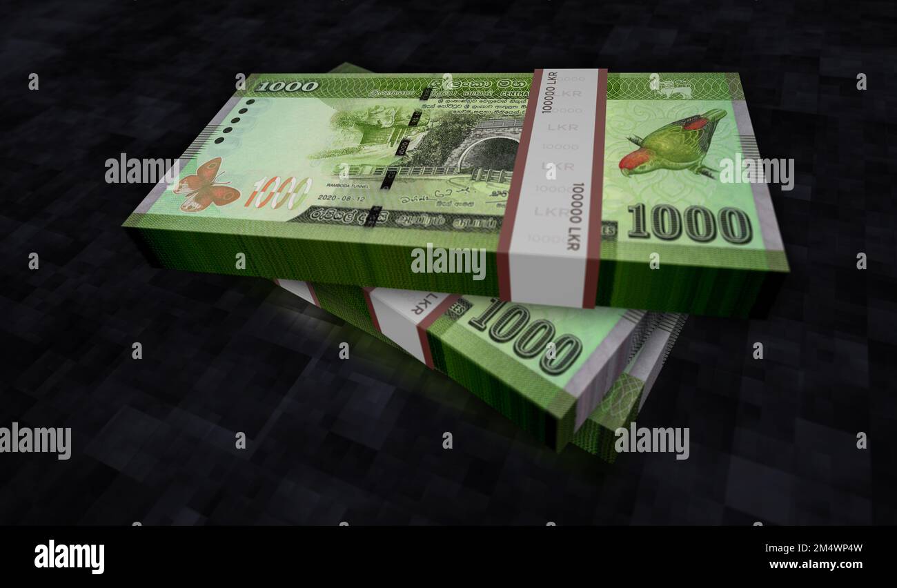 Sri Lanka money Sri Lankan Rupee money pack 3d illustration. LKR ...