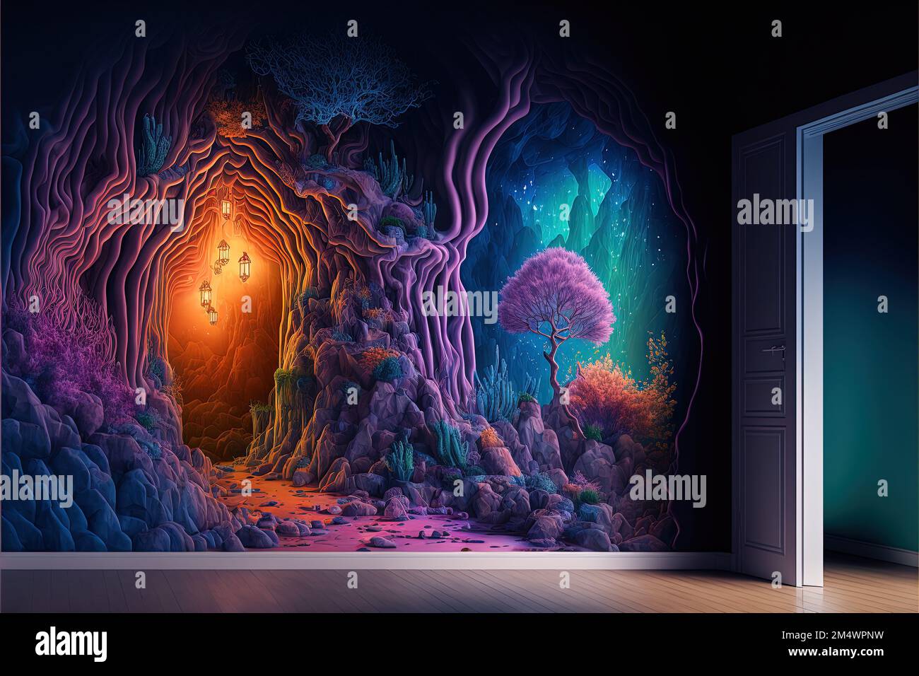 designer fantastic fabulous interior of a cozy room with a portal to ...