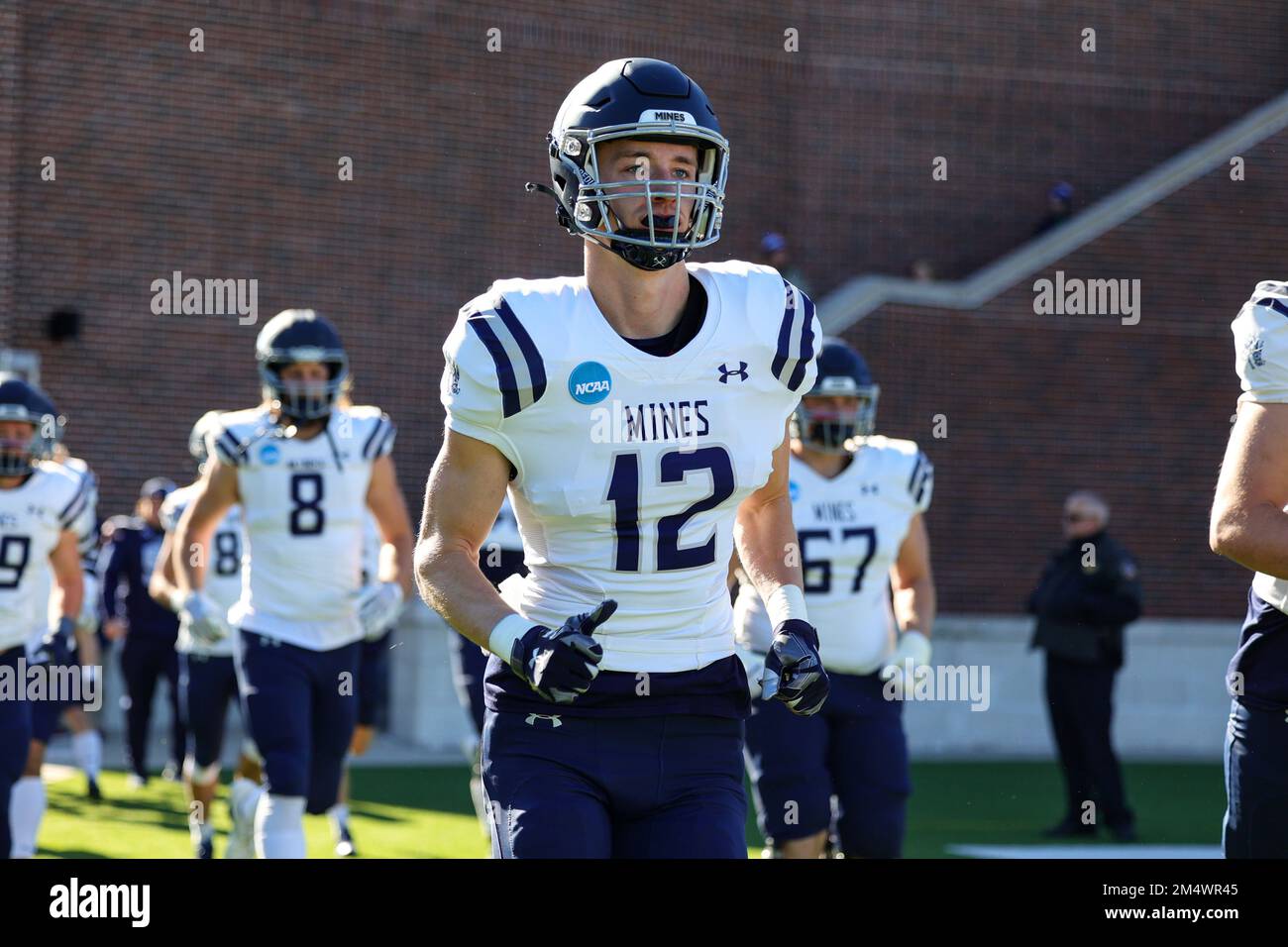 Colorado School of Mines Orediggers Josh Krause (12) during warmups for ...