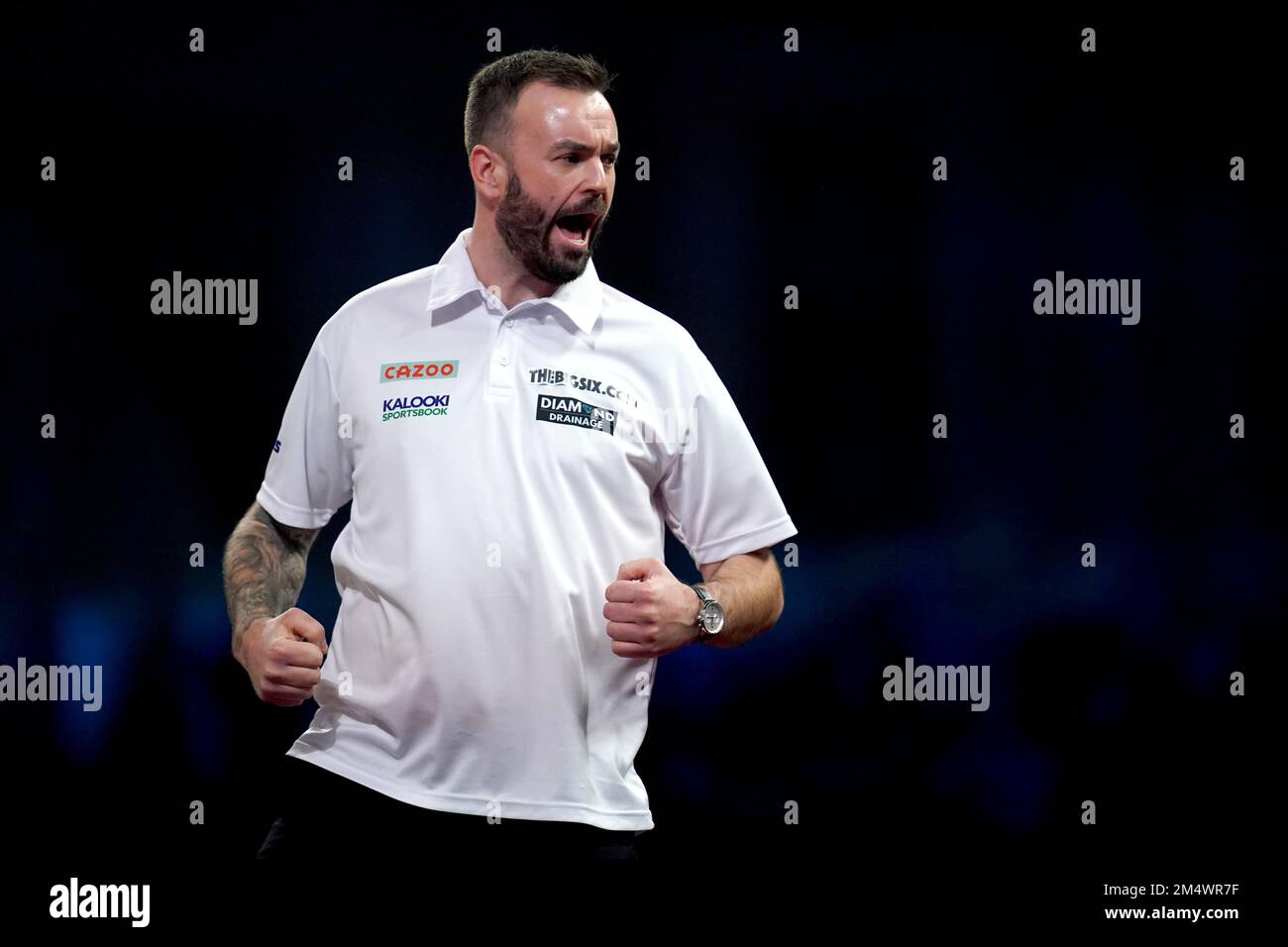 Ross Smith celebrates during his match against Darius Labanauskas ...