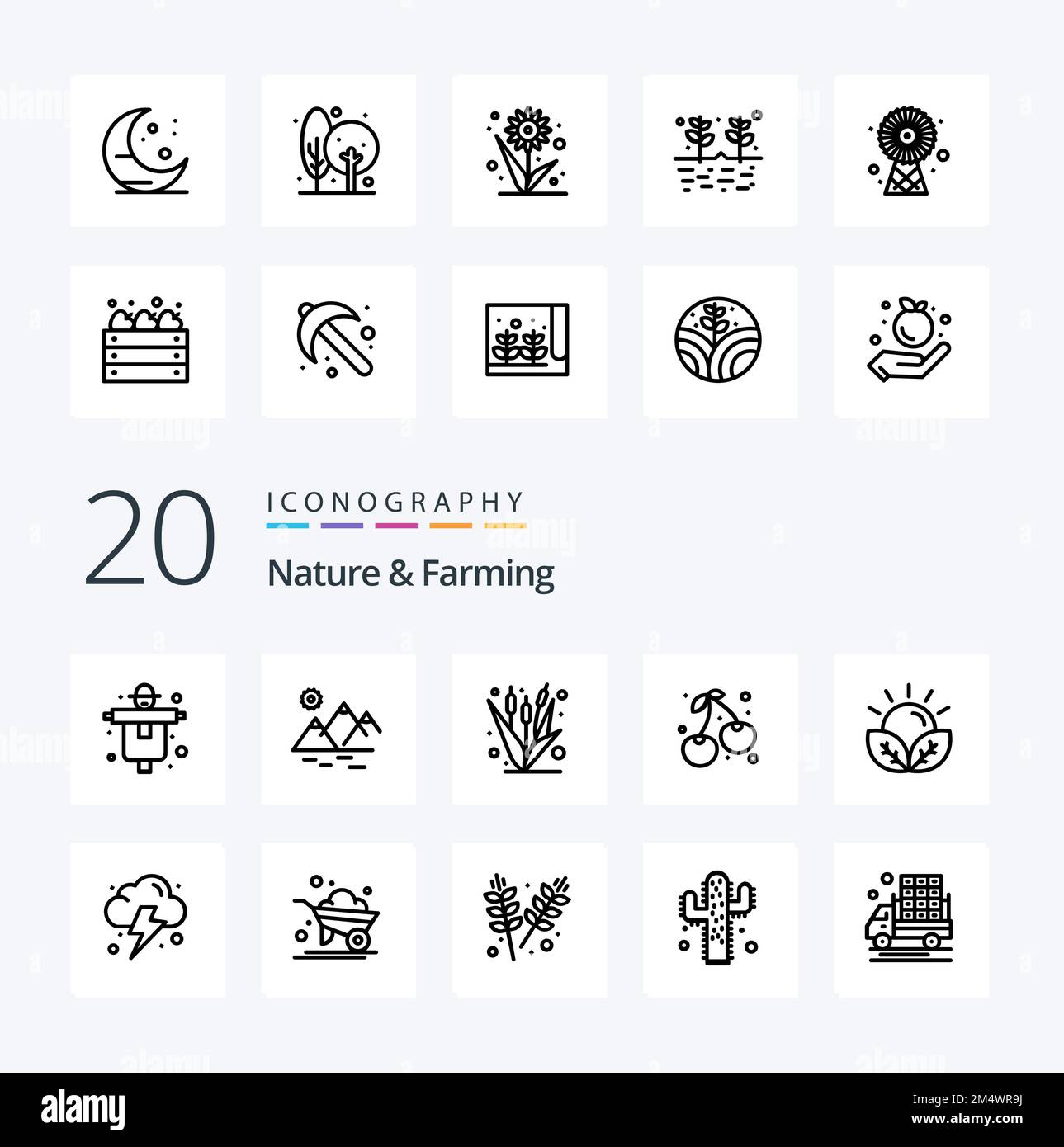 20 Nature And Farming Line icon Pack like agriculture food corn cherry ... 20 Nature And Farming Line icon Pack like agriculture food corn cherry ...