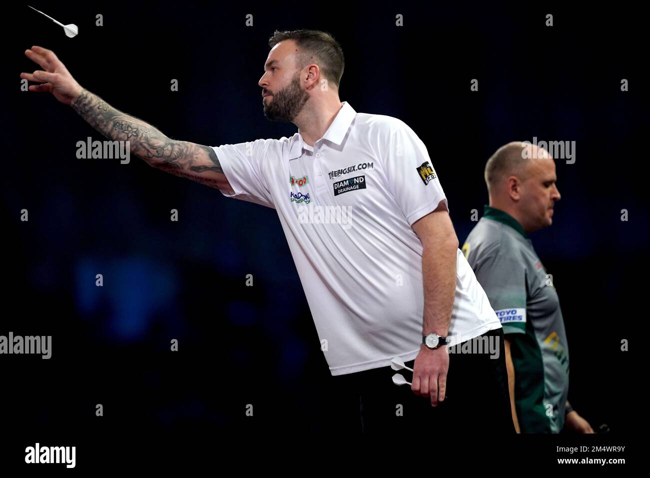 Ross Smith during his match against Darius Labanauskas (right) during ...