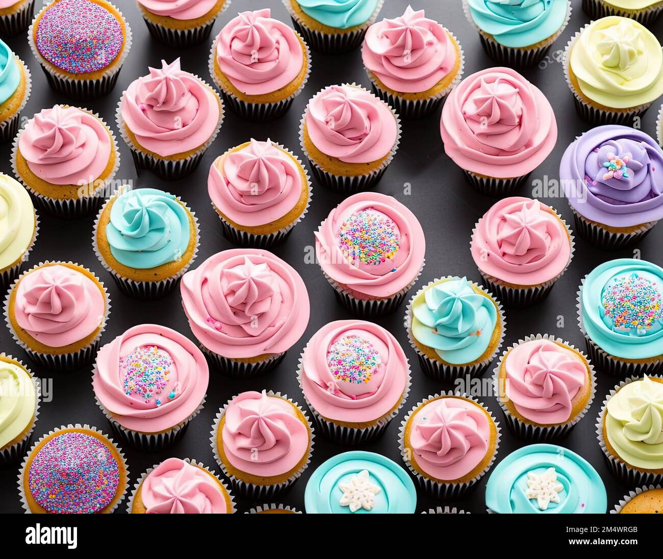 Various colored cupcakes with decorations, cupcake party, birthday ...