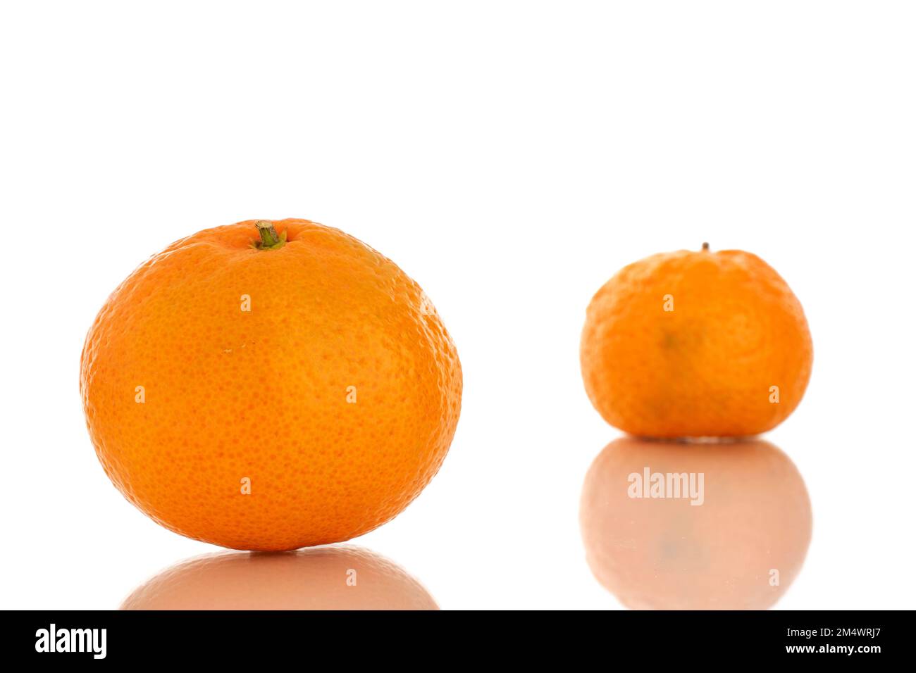 Two sweet tangerines, macro, isolated on white background Stock Photo ...