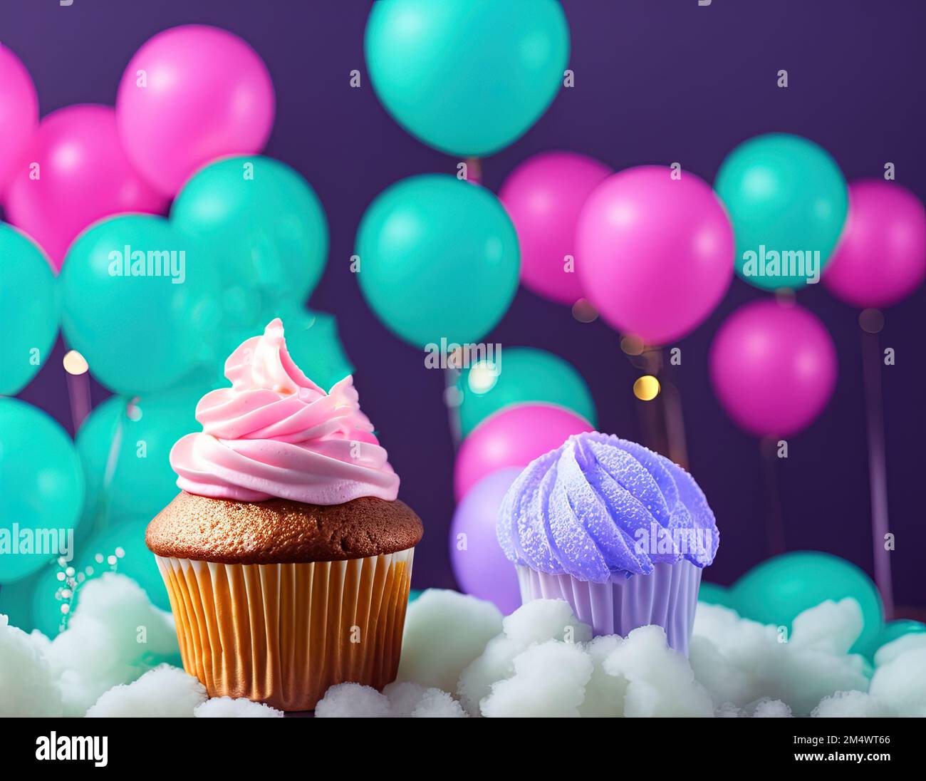 Various colored cupcakes with decorations, cupcake party, birthday ...