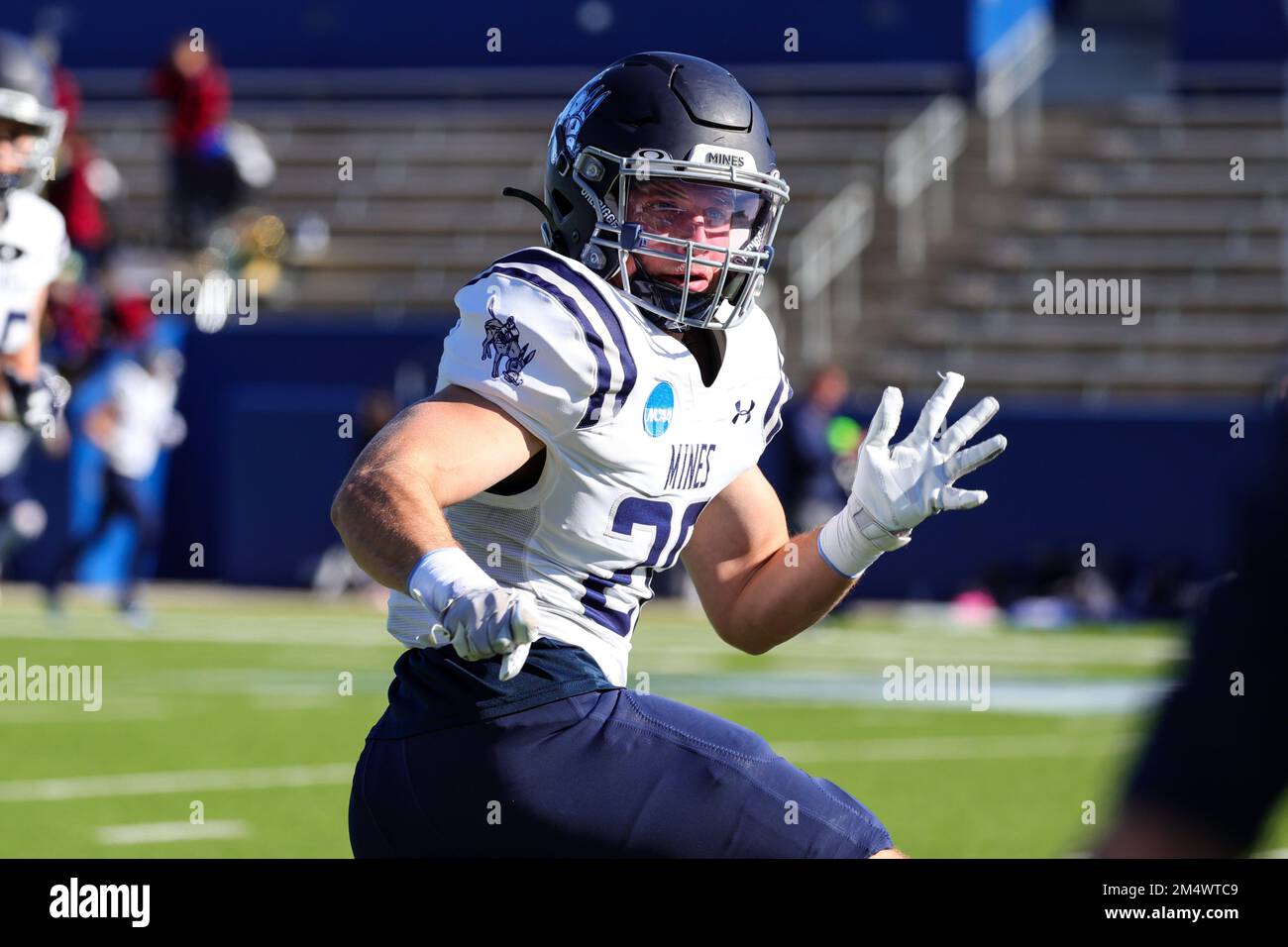 Colorado School of Mines Orediggers Will Drogosch (20) during warmups ...