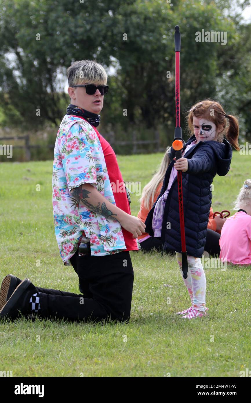 Stevenston, North Ayrshire, Scotland, UK . A young girl gets Archery ...