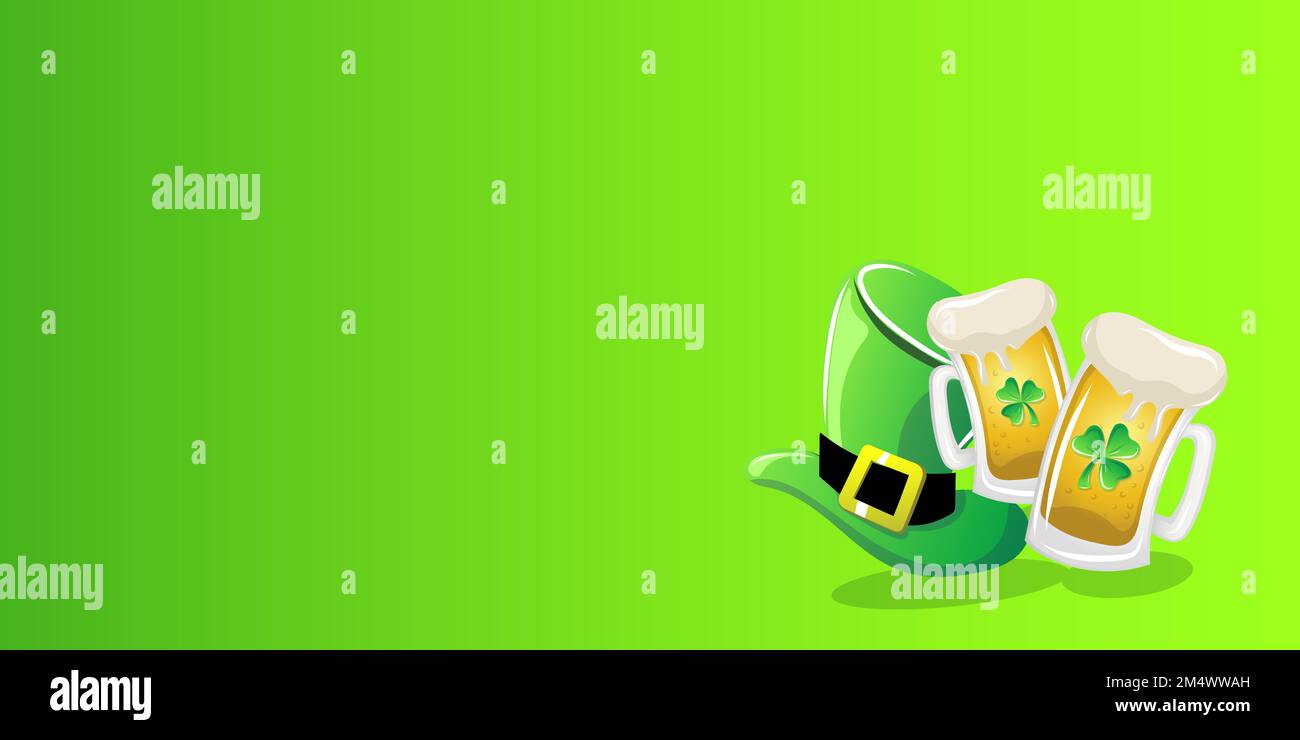 st patricks hat illustration with cheers beers - Saint patrick theme banner theme Stock Photo ...