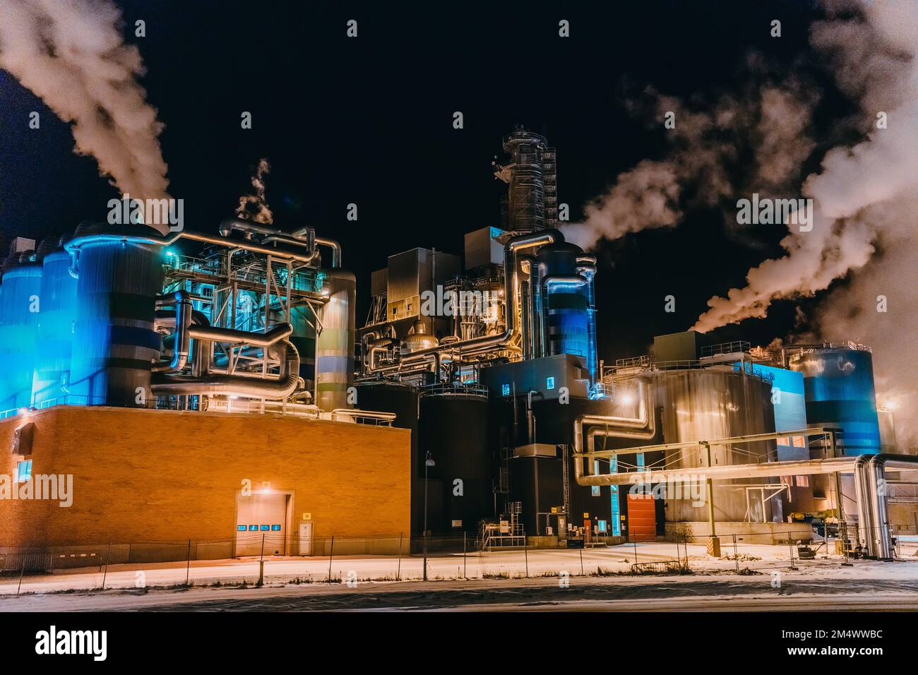 Night photograph of the largest paper production industry in ...