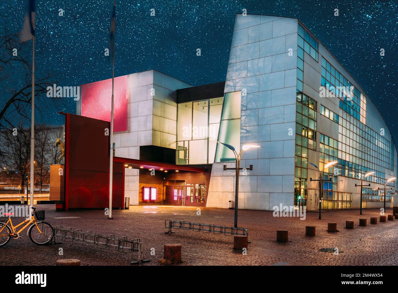 Helsinki, Finland. Evening Night View Of Kiasma Contemporary Art Museum ...