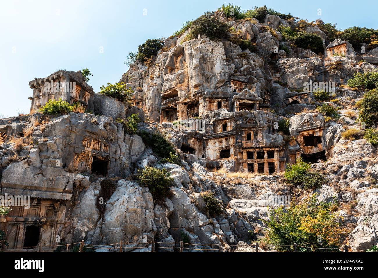 Rock-cut tombs in Myra Ancient City. The Ancient City of Myra, located ...