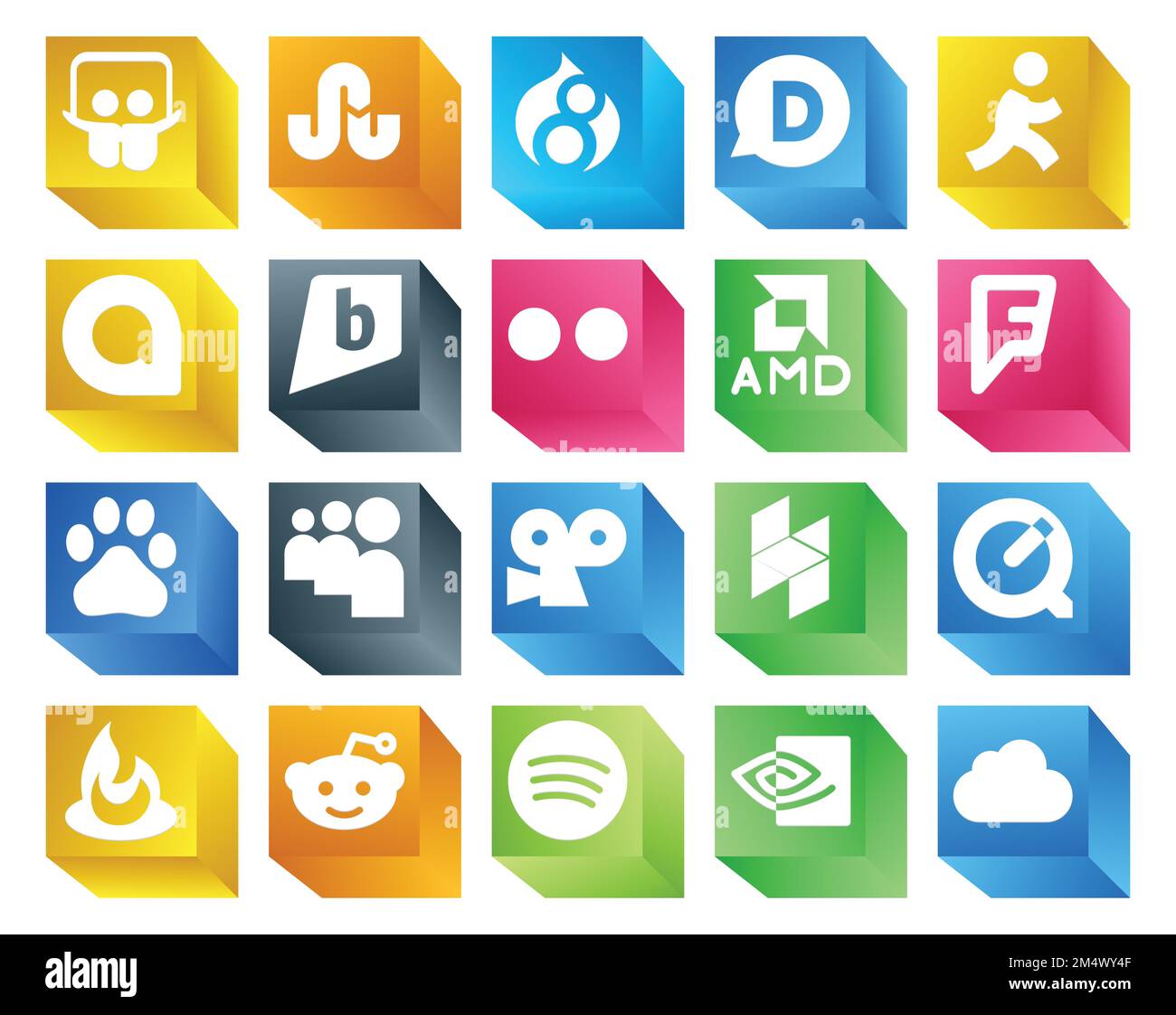 20 Social Media Icon Pack Including spotify. feedburner. amd. quicktime ...