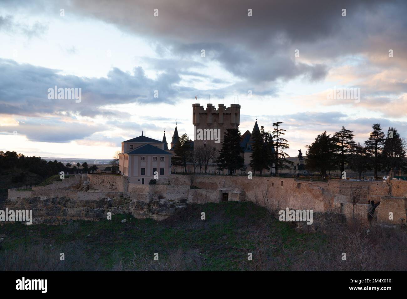 Segovia, Spain - 4 January 2021: Alcazar of Segovia at sunset with ...