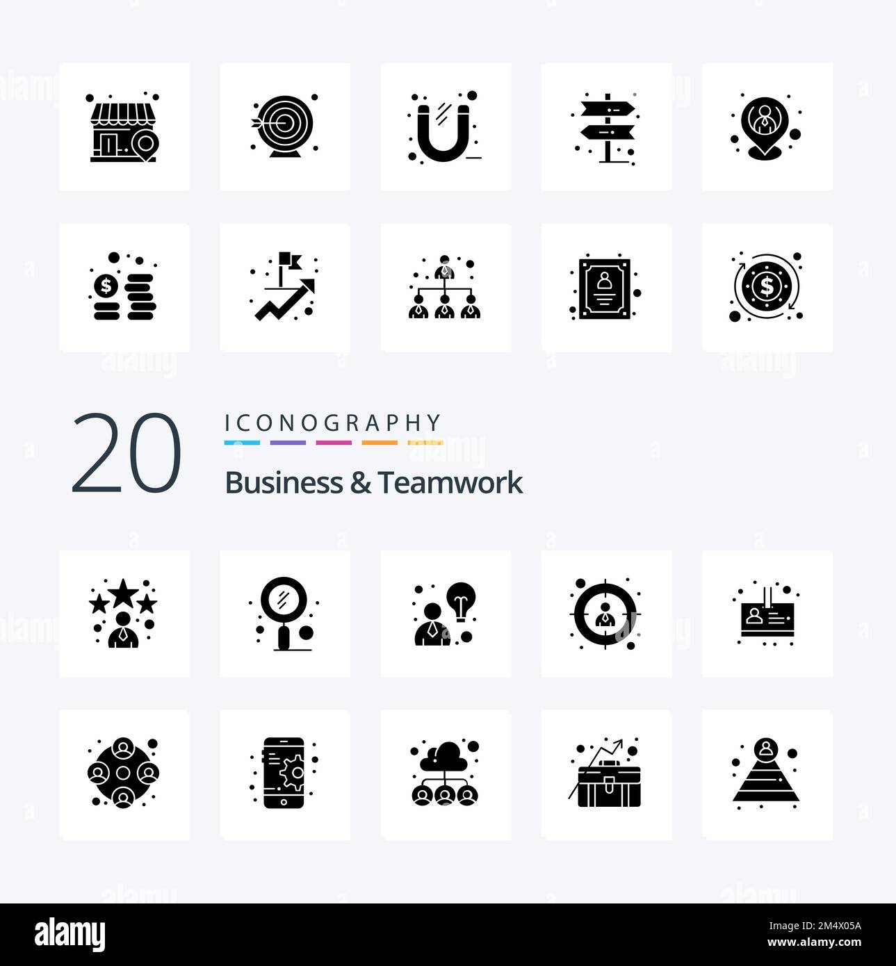 20 Business And Teamwork Solid Glyph icon Pack like person employee ...