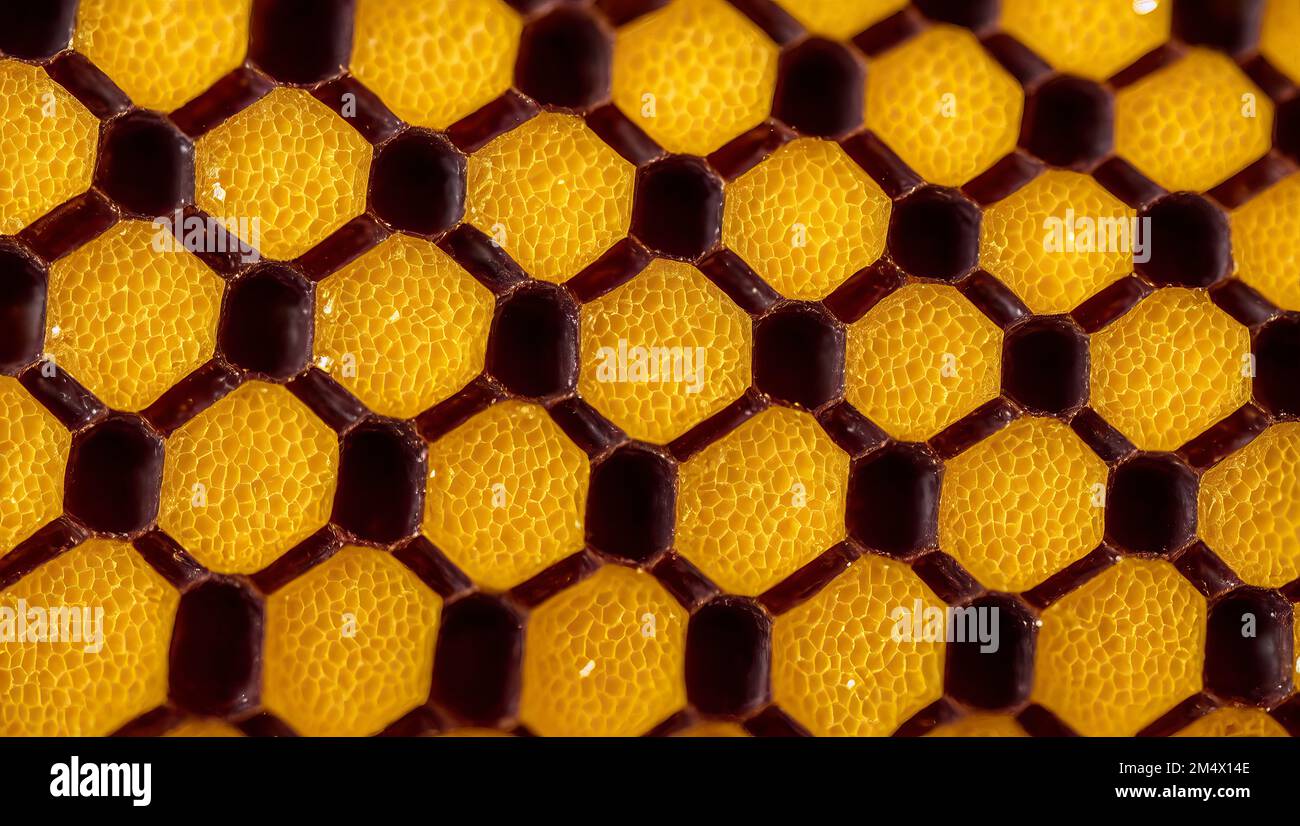 Honeycomb texture with golden honey inside Stock Photo - Alamy