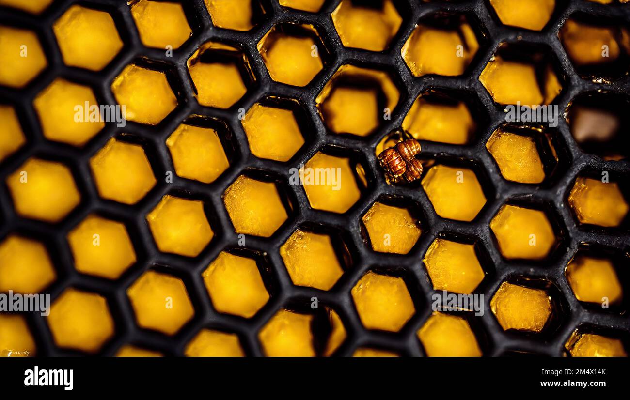 Honeycomb texture with golden honey inside Stock Photo - Alamy