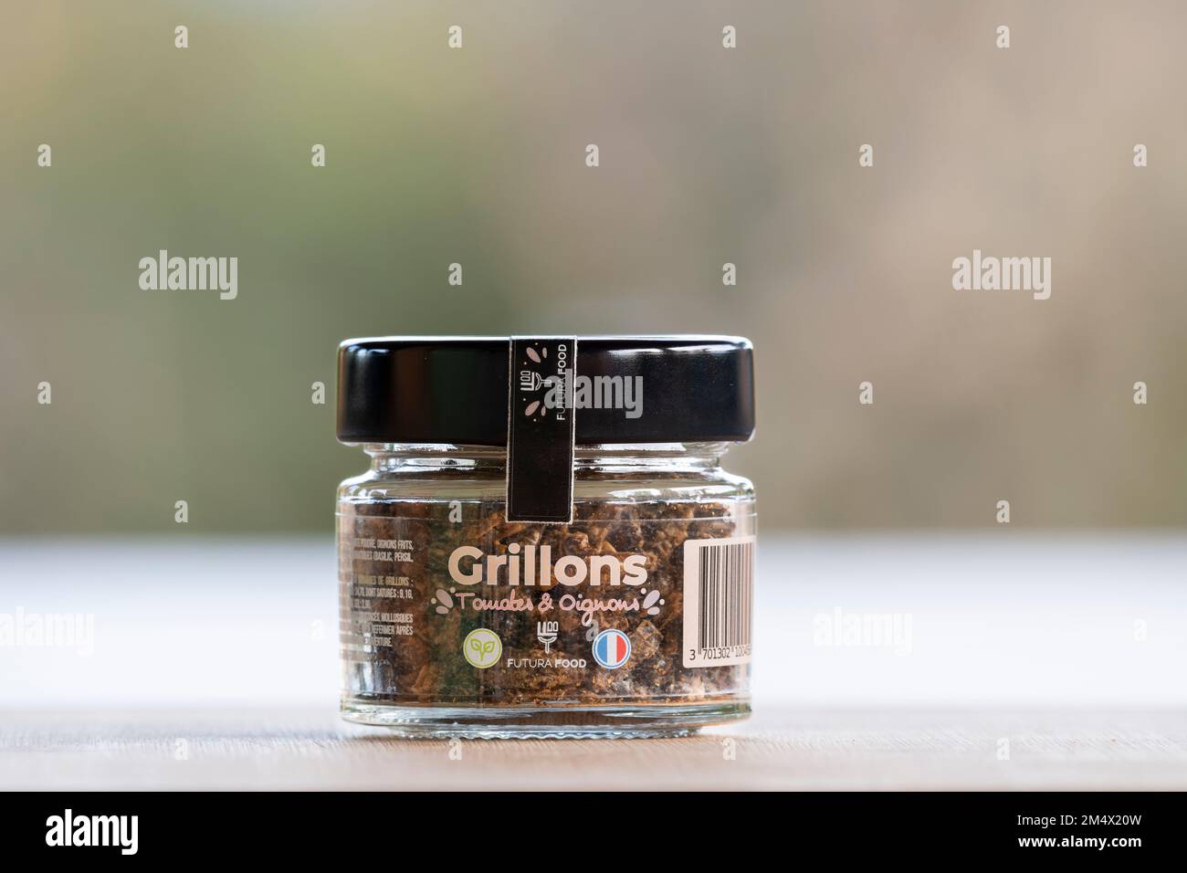 Jar of ready-to-eat salted fried Crickets, garlic and fine herbs ...