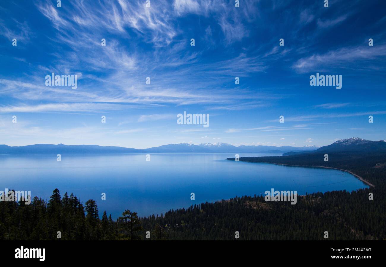 A beautiful summer day overlooking Lake Tahoe in the Sierra Nevada ...