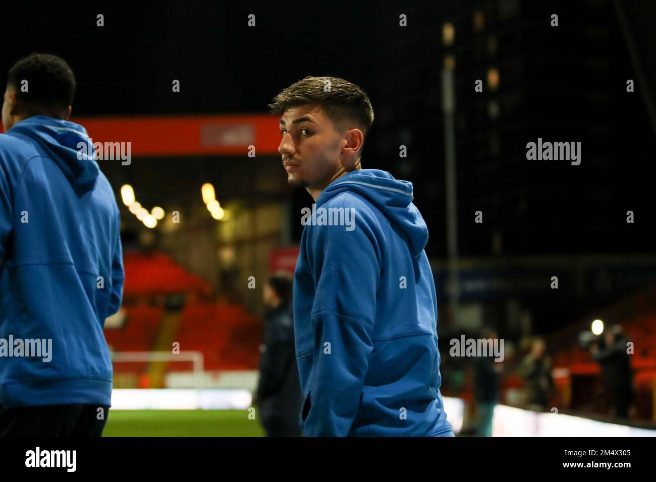 Billy Gilmour of Brighton & Hove Albion does his pitch walk out during ...