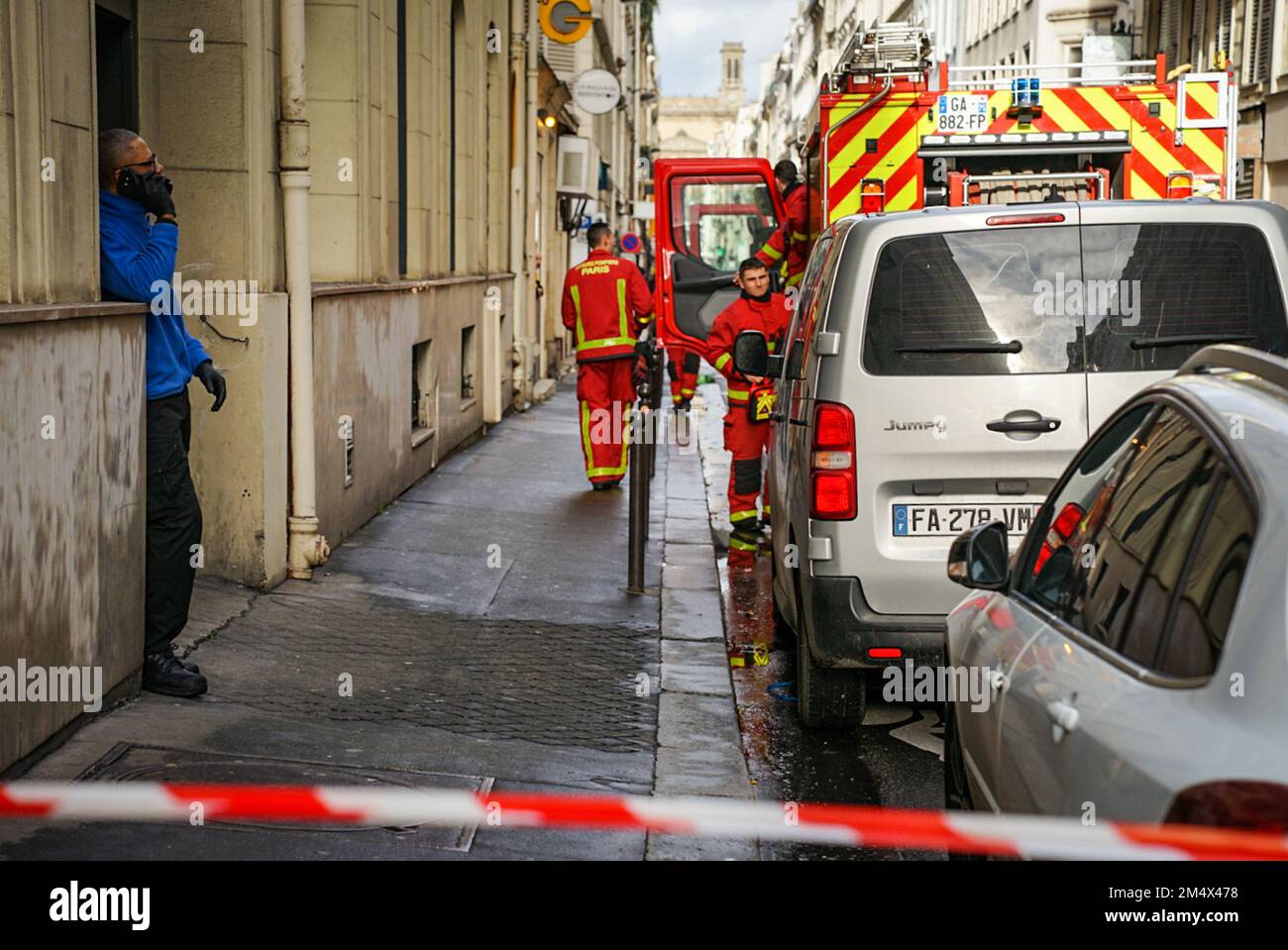 Firemen and paramedics seen arriving the scene for investigation ...
