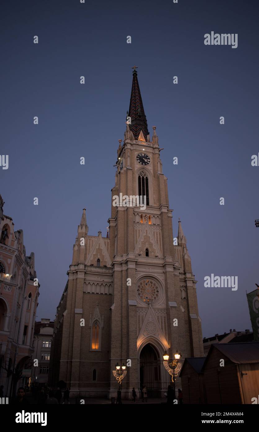 Novi Sad Roman Catholic church at night Stock Photo - Alamy