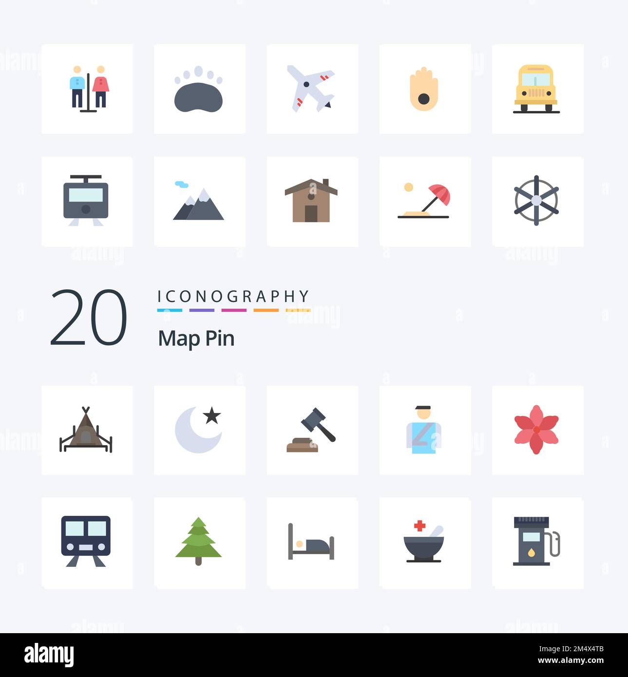 20 Map Pin Flat Color icon Pack like homestay plant law nature service ...