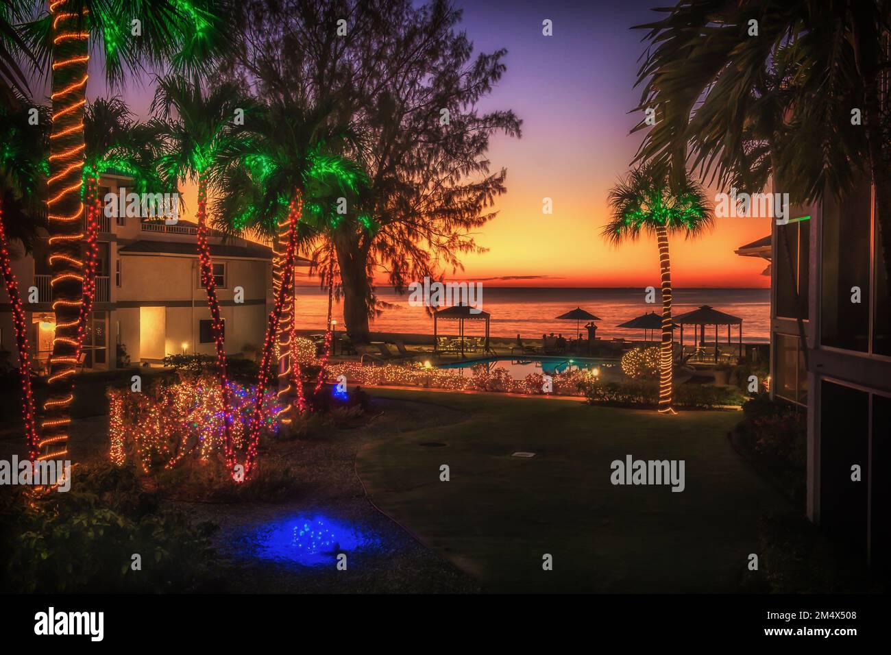 Grand Cayman, Cayman Islands, Dec 2022, view of a sunset during the ...