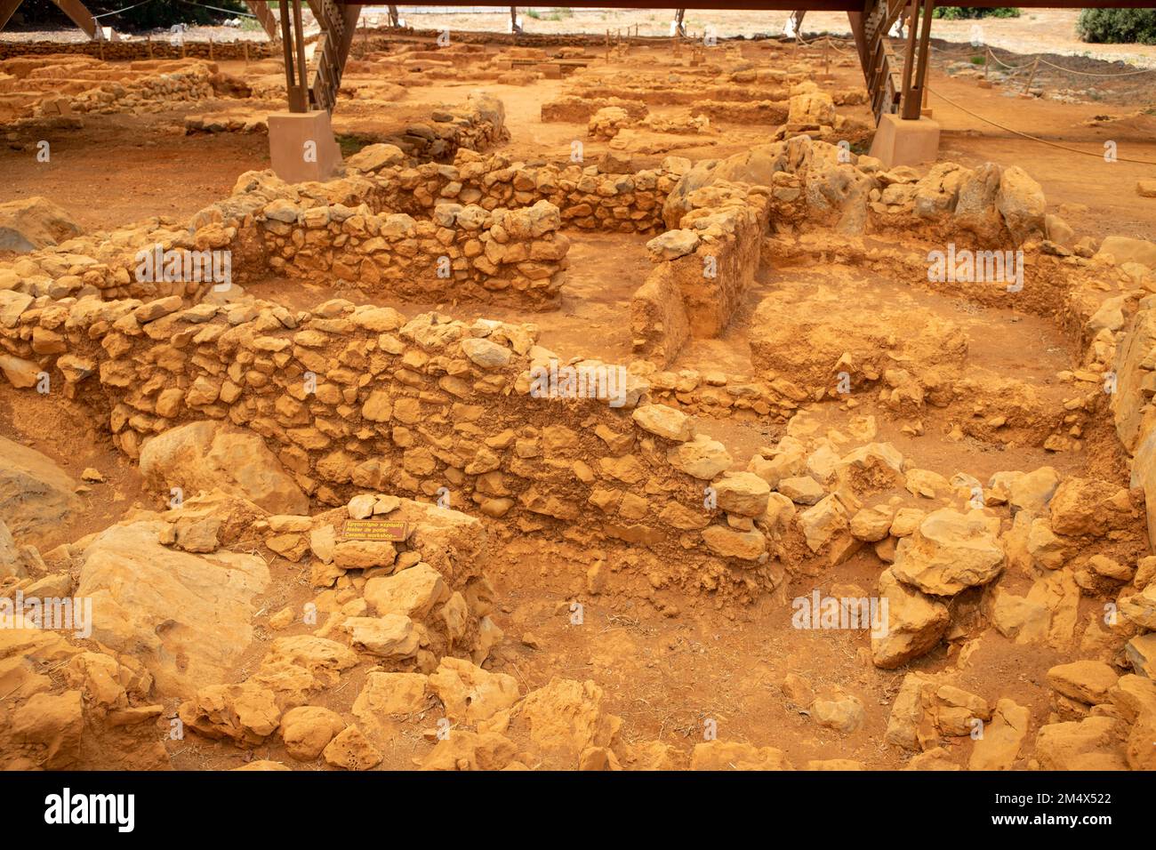 Ancient archaeological site in Crete with stone ruins. High quality ...