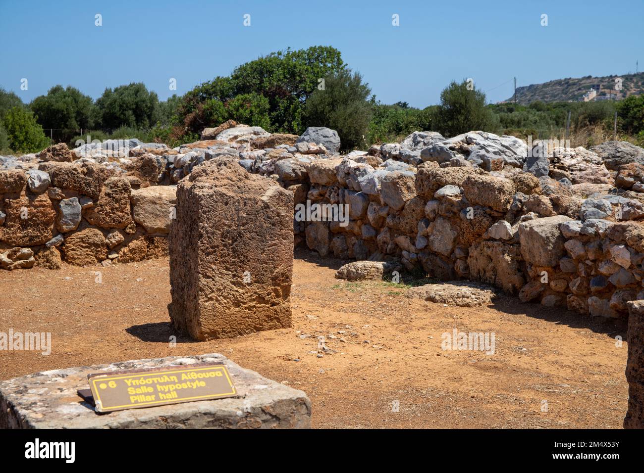Ancient archaeological site in Crete with stone ruins. High quality ...