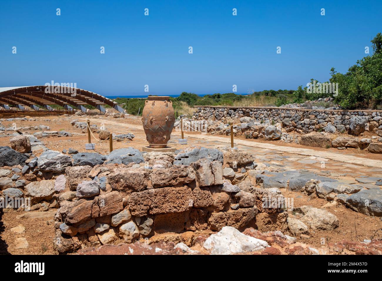 Ancient archaeological site in Crete with stone ruins. High quality ...