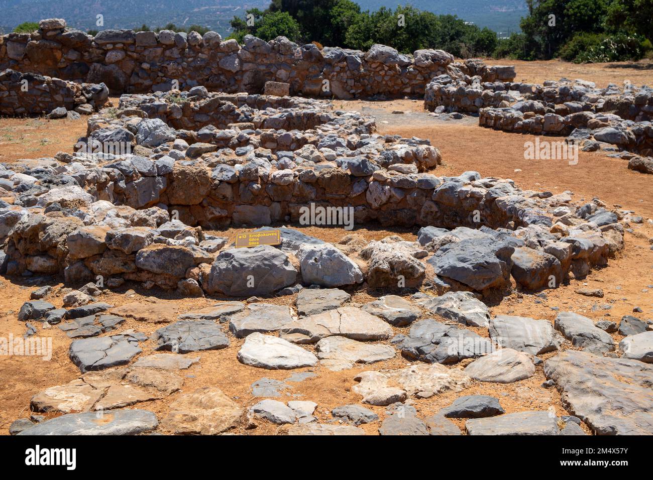 Ancient archaeological site in Crete with stone ruins. High quality ...
