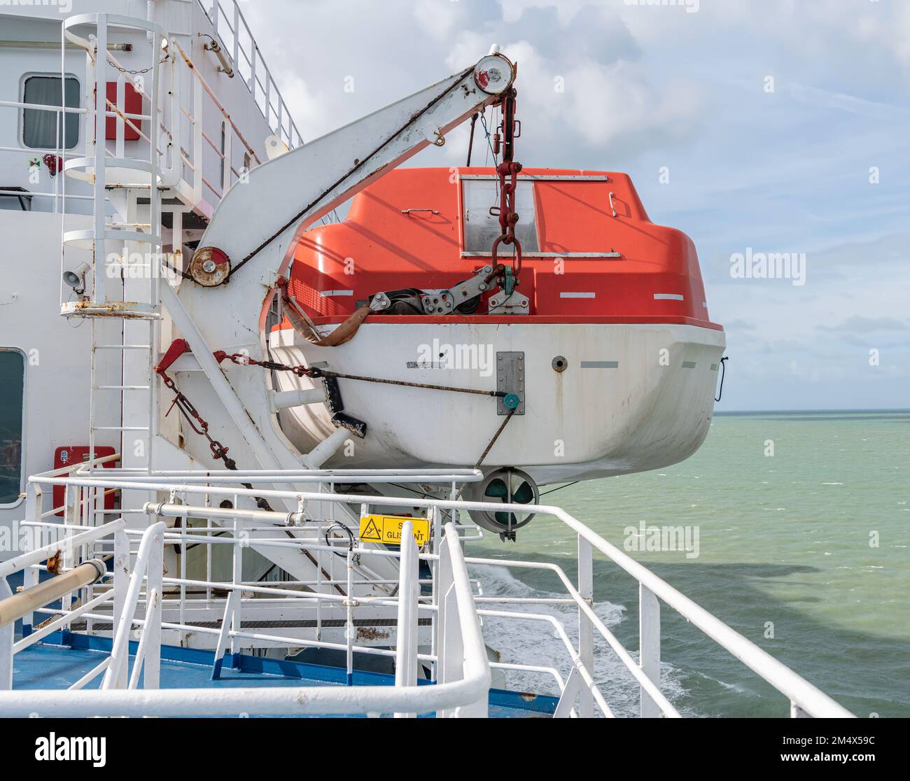 Emergency Life Boat on Davits on the Ferry Cote des Dunes, Calais ...