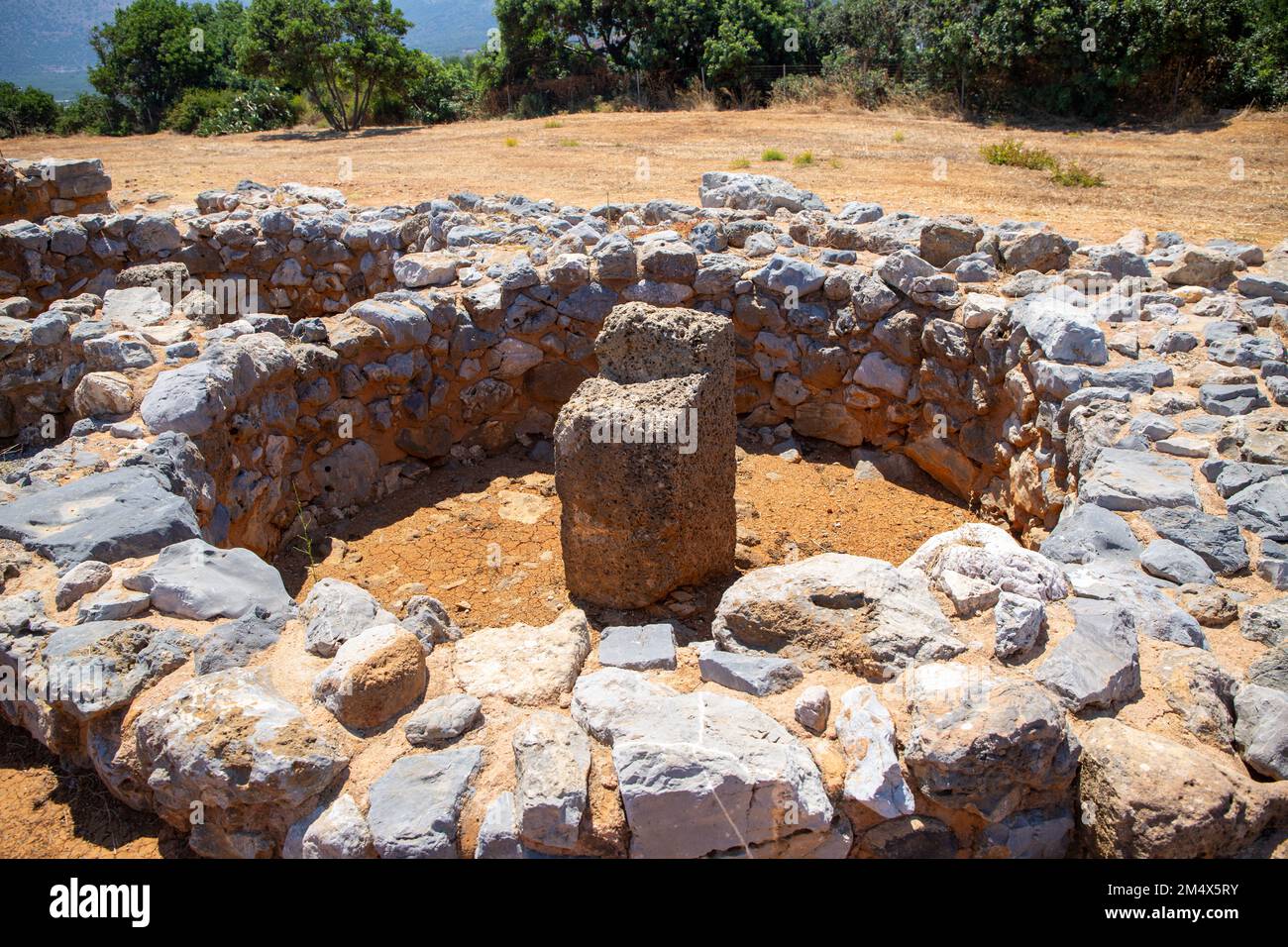 Ancient archaeological site in Crete with stone ruins. High quality ...