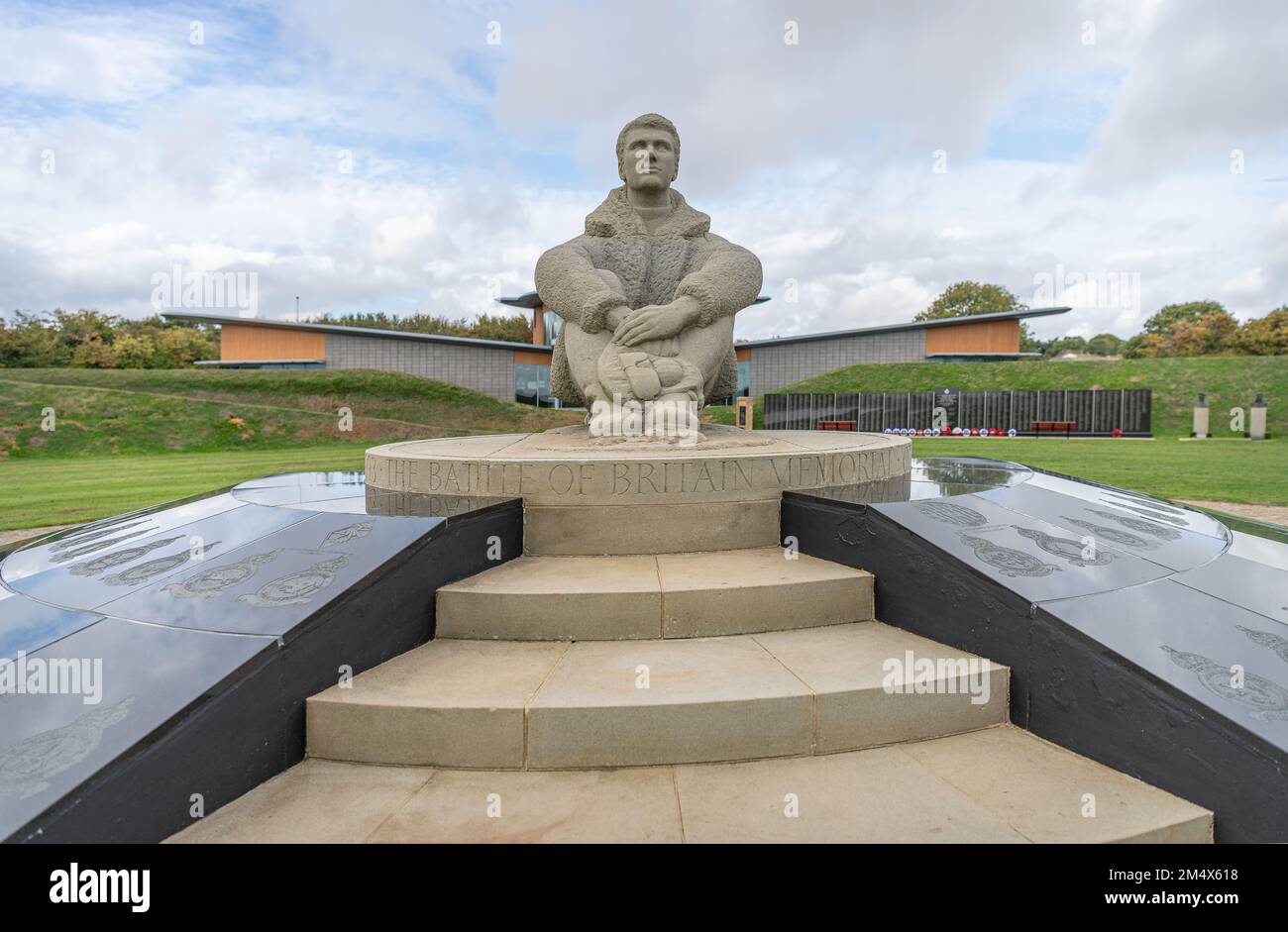 The central statue at the RAF Battle of Britain Memorial with the ...